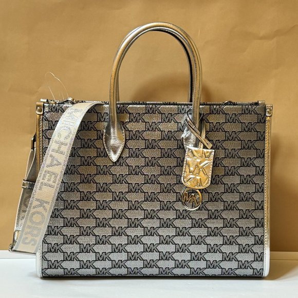 Michael Kors | Bags | Michael Kors Mirella Medium East West Tote Satchel Shoulder Bag Mk Silver ...